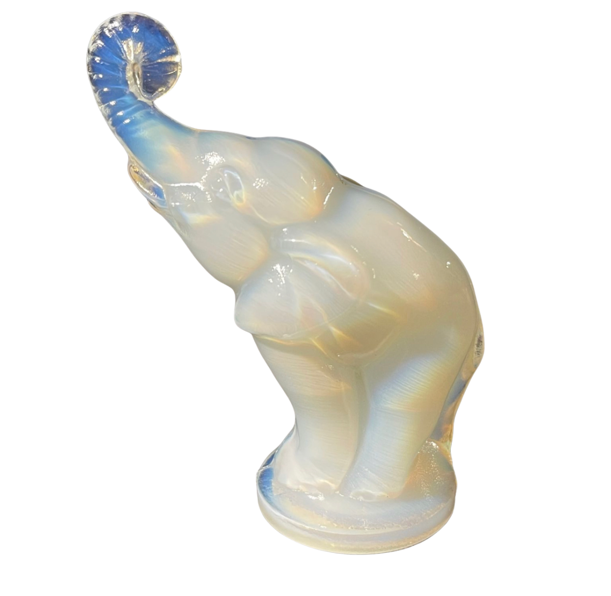 SABINO FRANCE, Art Deco "Elephant" Sculpture, Pressed Molded Opalescent ...