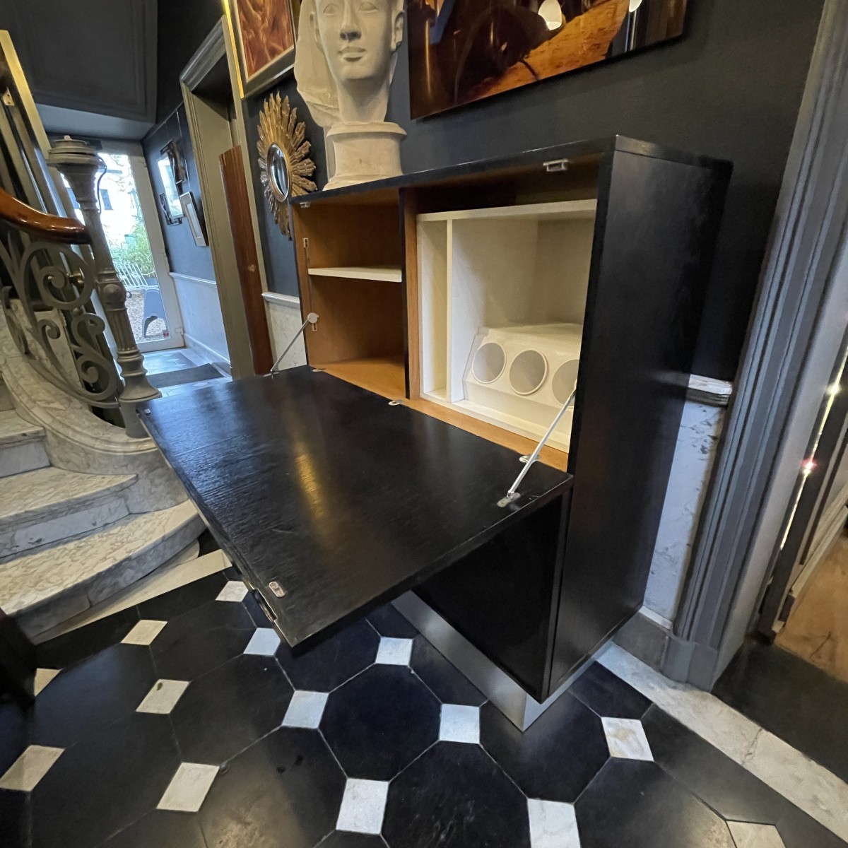 cabinet bar secrétaire de style brutaliste op art conçu dans les années ...