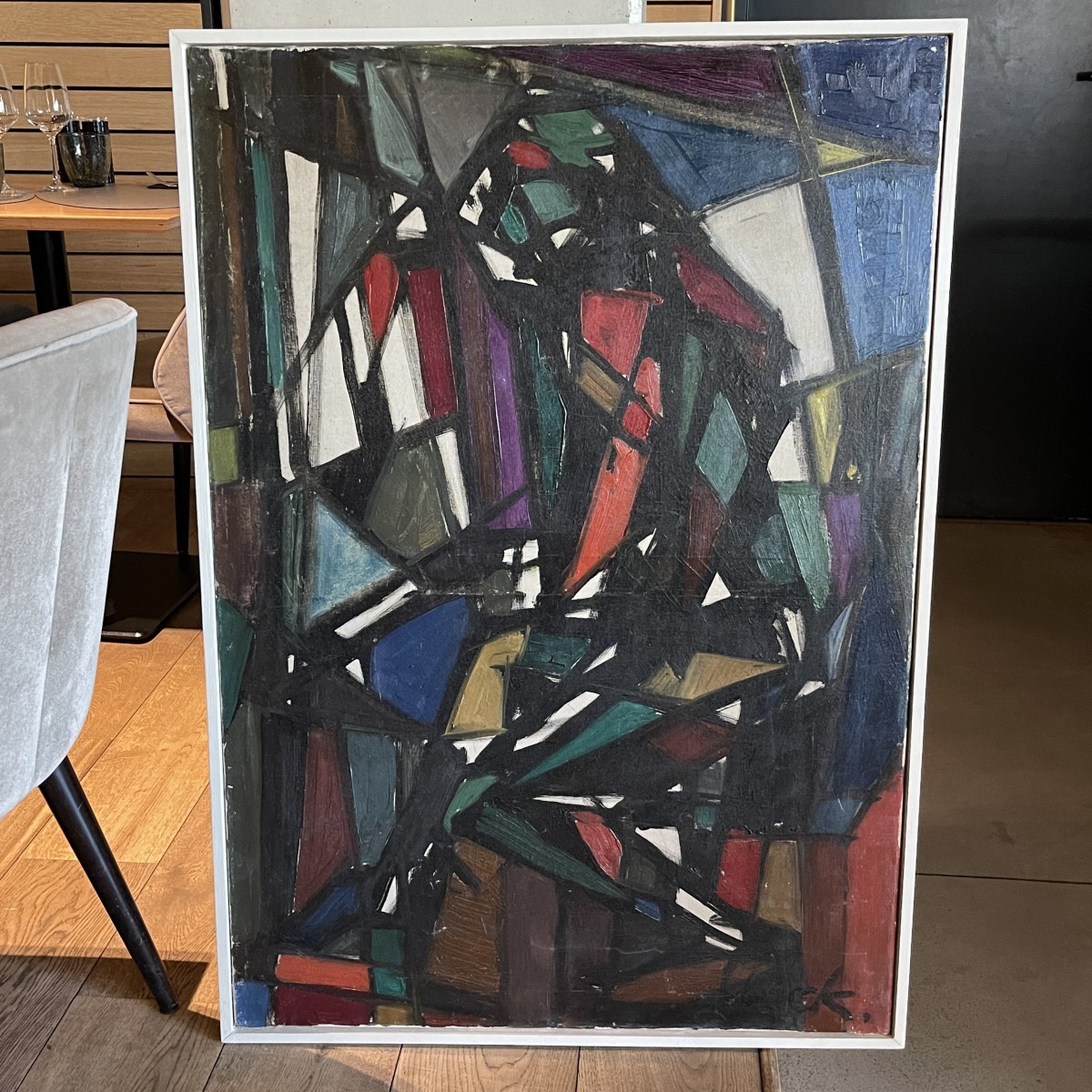 ferdinand vonck tableau abstrait peinture huile sur toile ca 1950